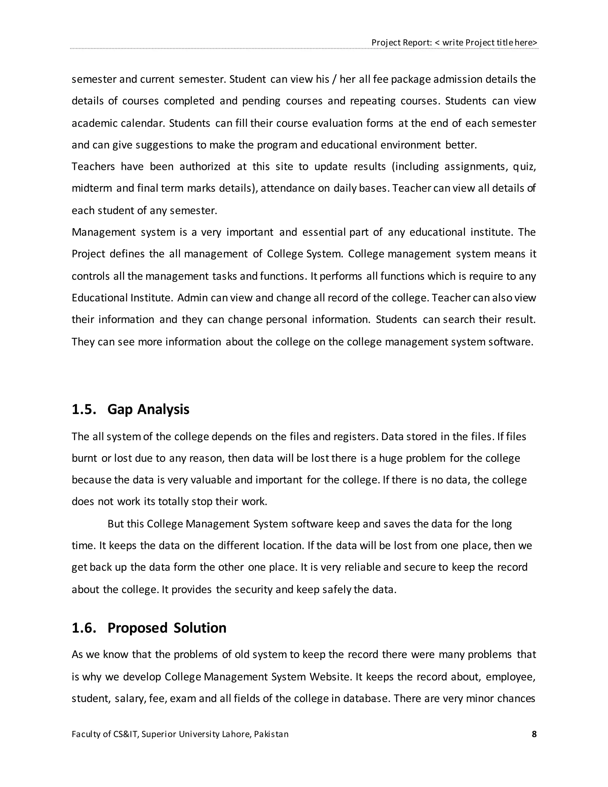 Final Project Report of College Management System | DOCX