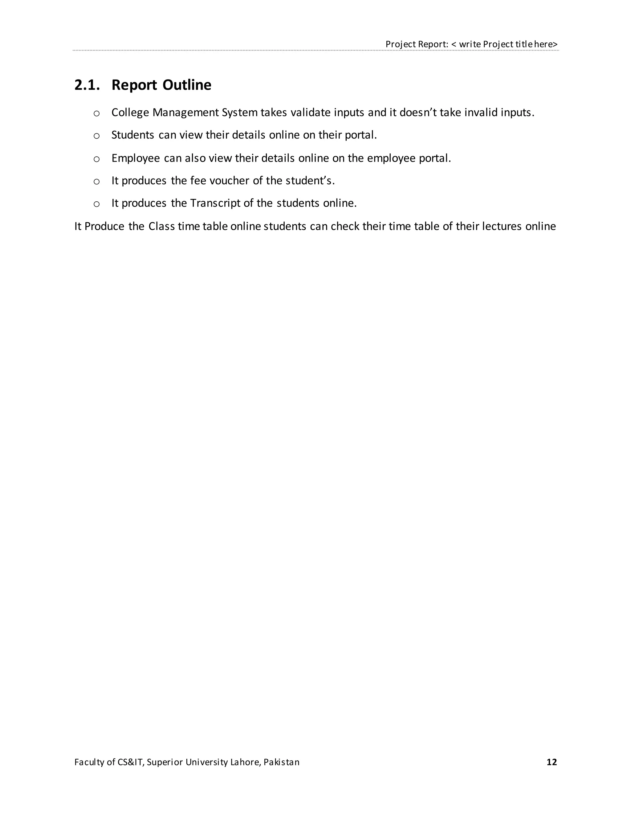 Final Project Report of College Management System | DOCX