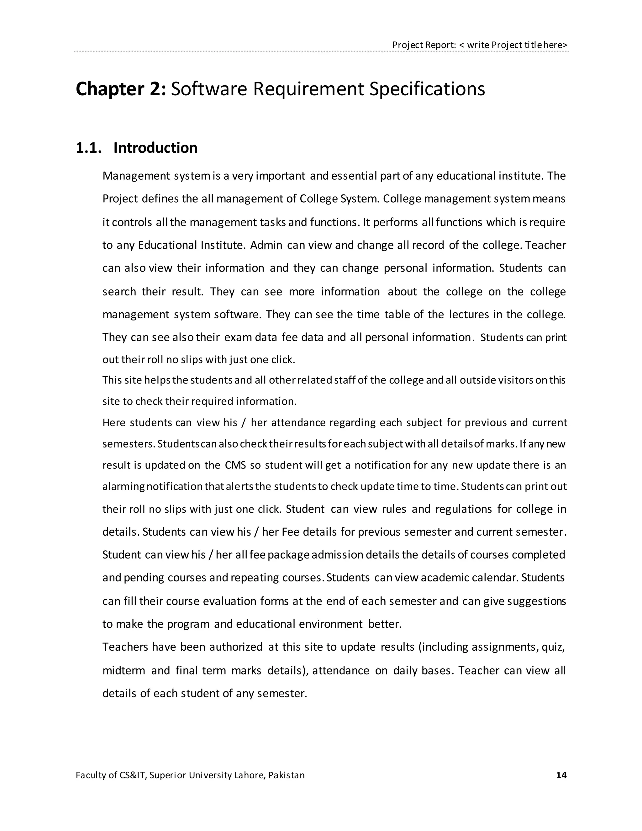 Final Project Report of College Management System | DOCX