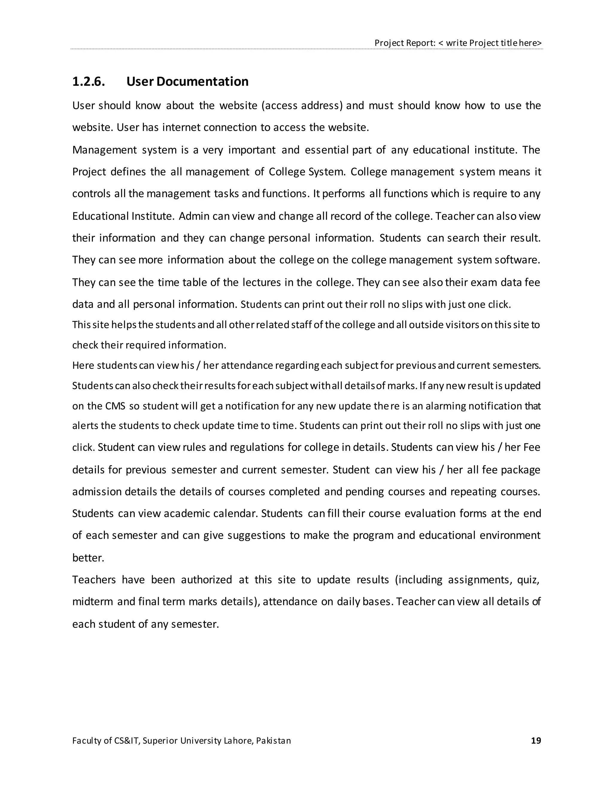 Final Project Report of College Management System | DOCX