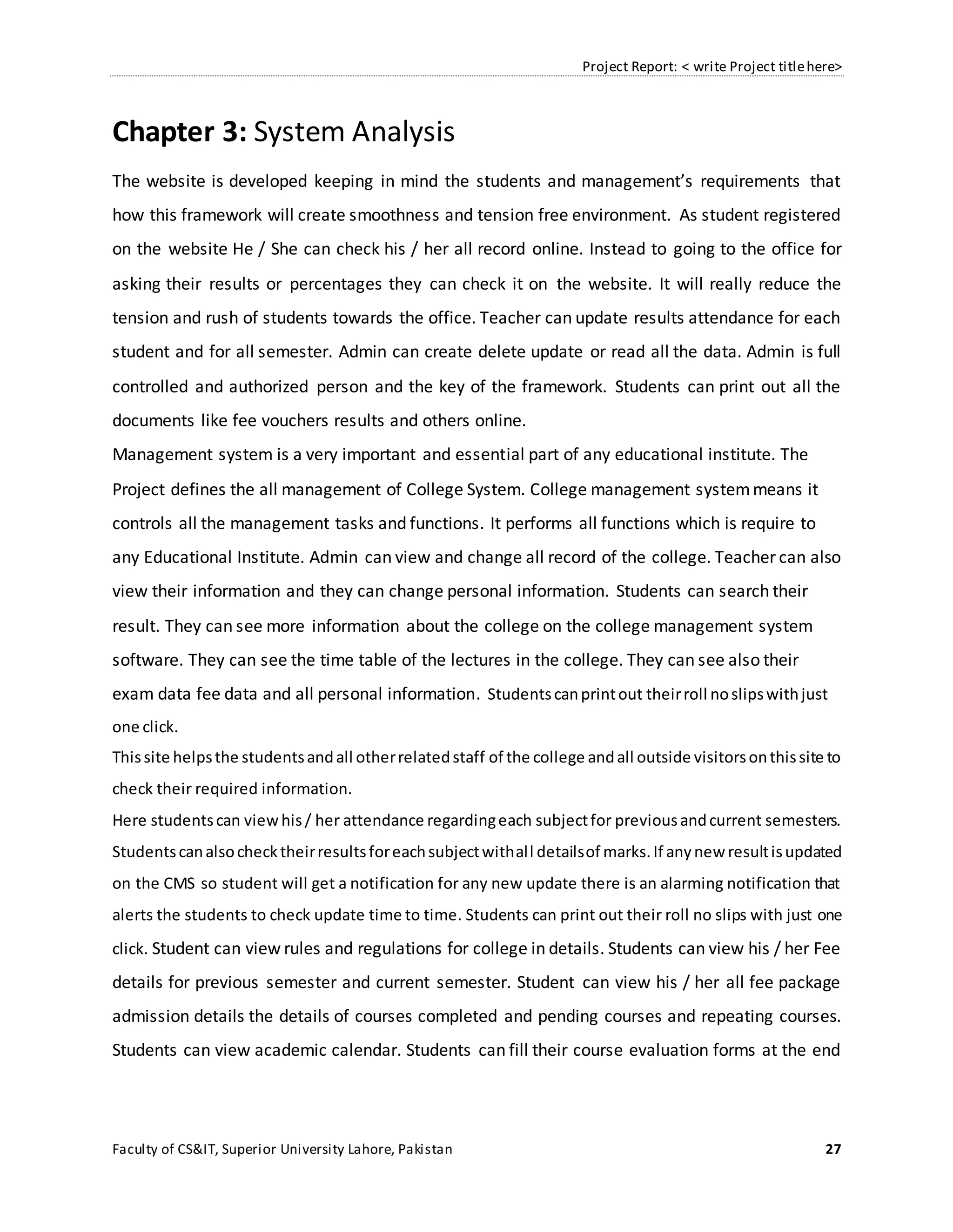 Final Project Report of College Management System | DOCX