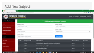 Presentation Slides of College Management System Report | PPTX
