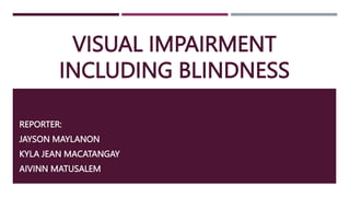 ED 7 REPORT VISUAL IMPAIRMENT INCLUDING BLINDNESS (INCLUSIVE EDUCATION ...