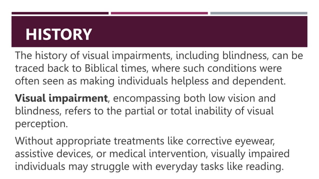 ED 7 REPORT VISUAL IMPAIRMENT INCLUDING BLINDNESS (INCLUSIVE EDUCATION ...