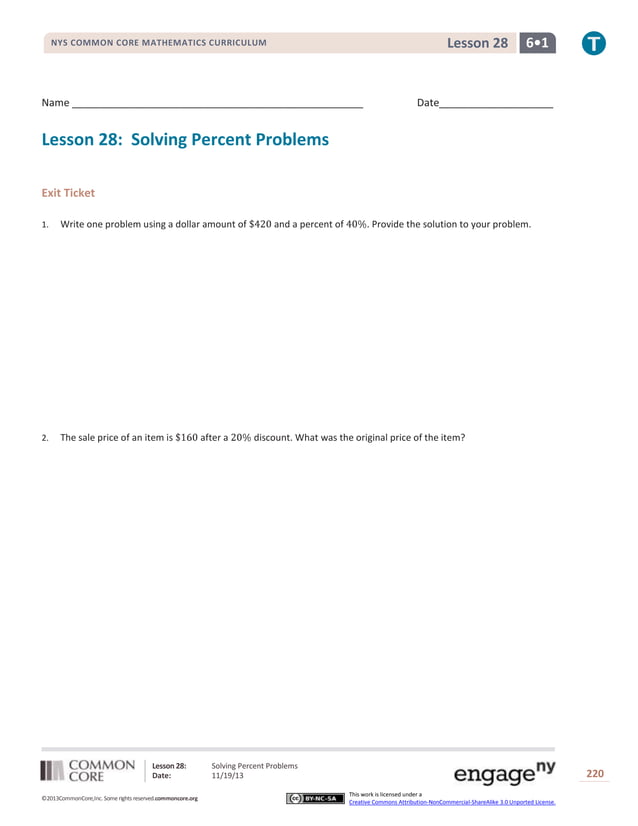 G6 m1-d-lesson 28-t | DOCX | Coupons and Discounts | Shopping