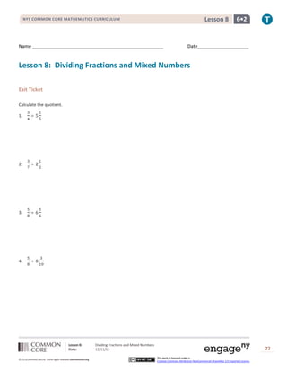 G6 m2-a-lesson 8-t | DOCX | Homework and Study | Education