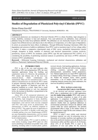 Studies of Degradation of Plasticized Polyvinyl Chloride (PPVC) | PDF