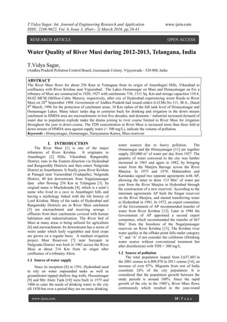 Water Quality of River Musi during 2012-2013, Telangana, India | PDF