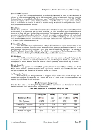 An Optimized Parallel Mixcolumn and Subbytes design in Lightweight ...