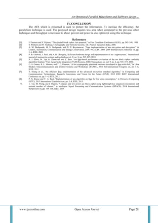 An Optimized Parallel Mixcolumn and Subbytes design in Lightweight ...