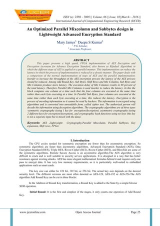 An Optimized Parallel Mixcolumn and Subbytes design in Lightweight ...