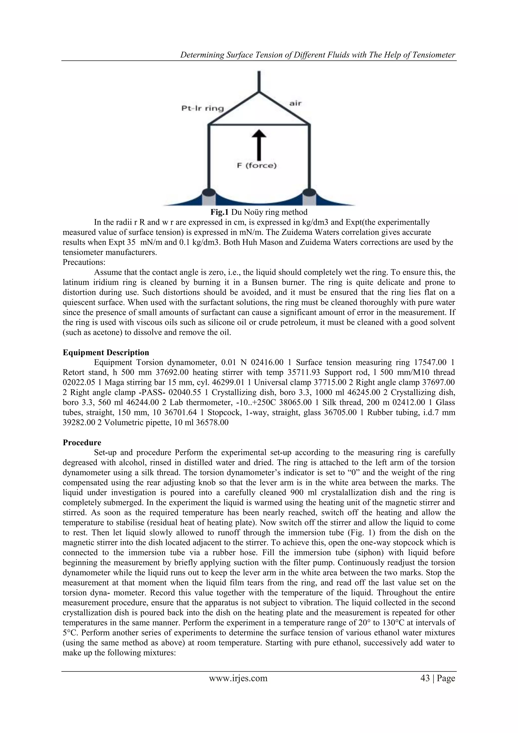 Determining Surface Tension of Different Fluids with The Help of ...