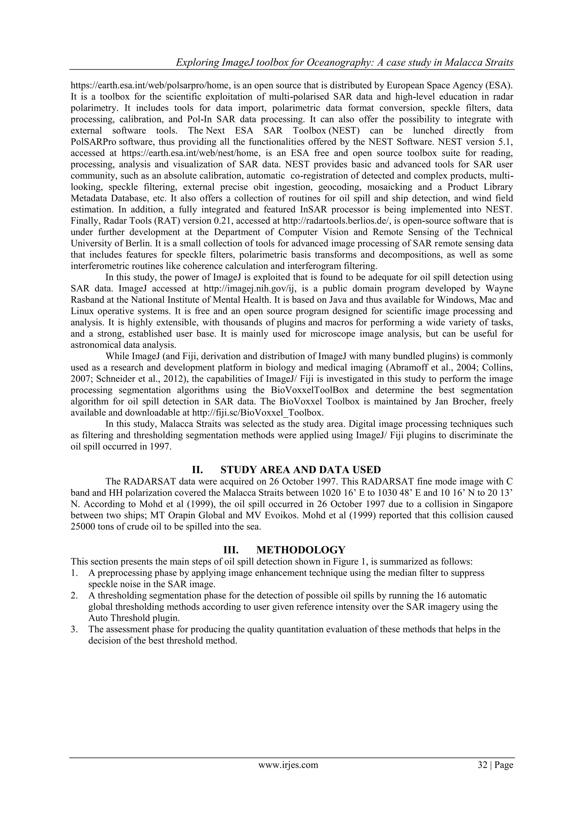 Exploring ImageJ toolbox for Oceanography: A case study in Malacca Straits | PDF