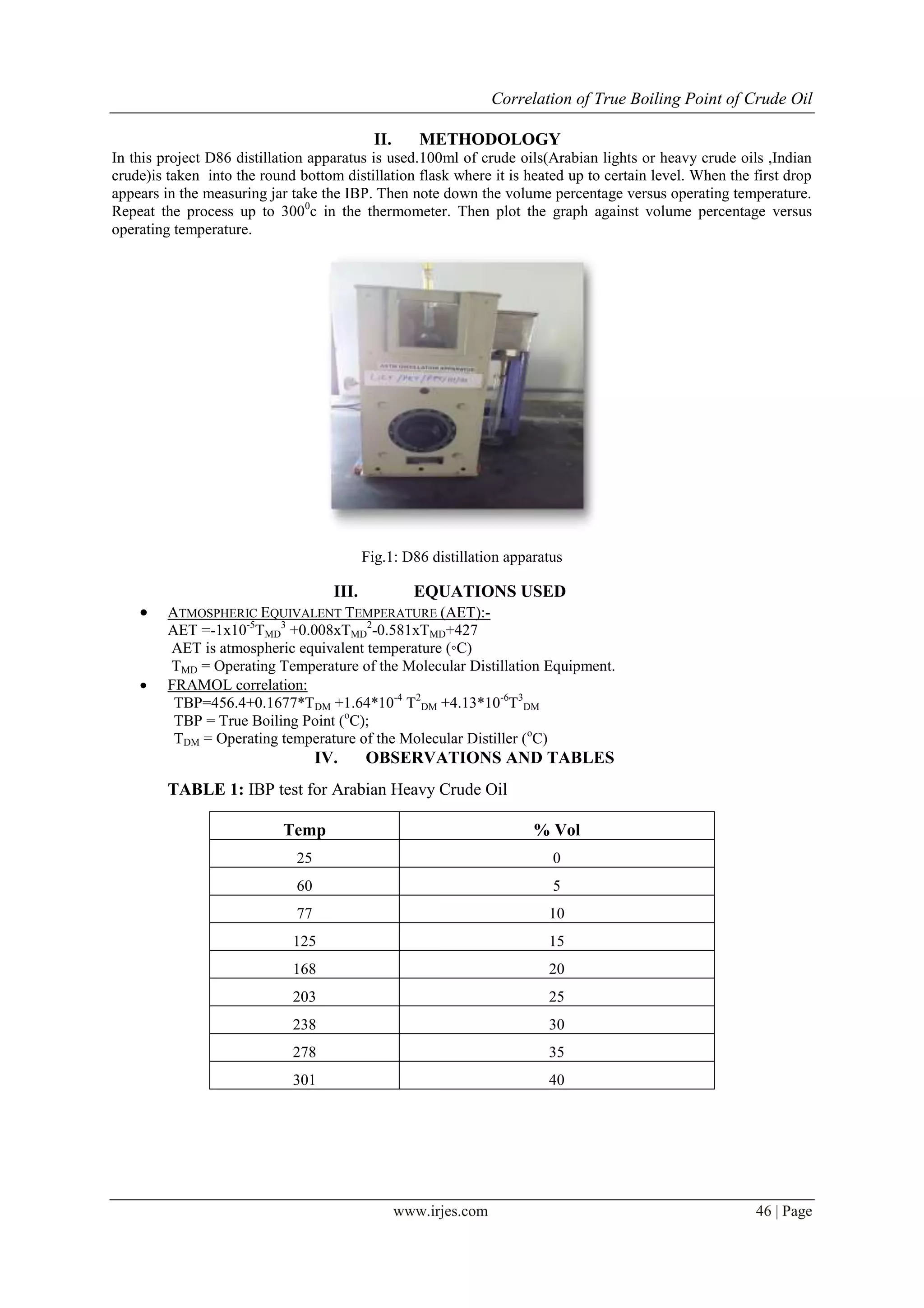 Correlation of True Boiling Point of Crude Oil | PDF