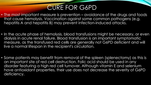 G6pd | PPTX | Blood Disorders | Diseases and Conditions