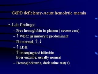 practical points for G6PD Deficiency , Favism | PPT