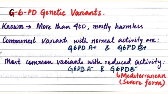 Glucose-6-Phosphate Dehyadrogenase (G6PD) Deficiency | PPTX | Medical ...