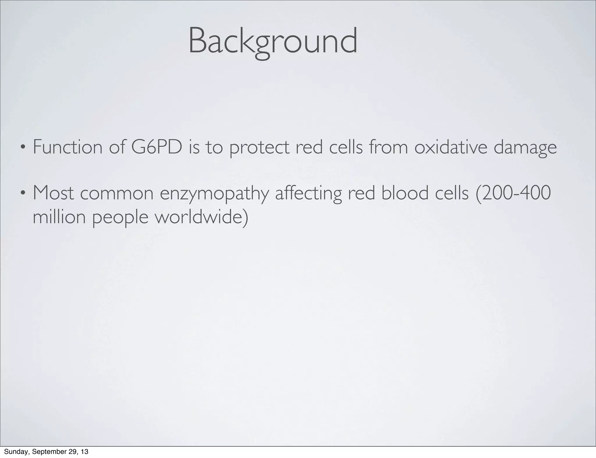 Glucose 6 Phosphate Dehydrogenase Deficiency G6PD | PDF