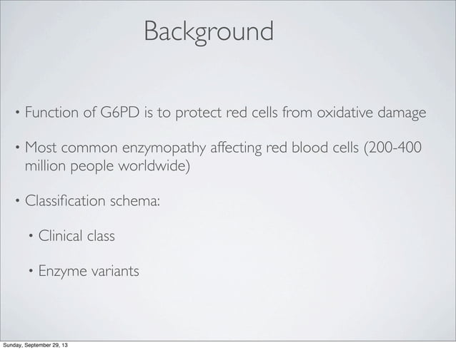 Glucose 6 Phosphate Dehydrogenase Deficiency G6PD | PDF
