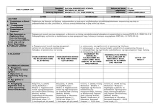 GRADE SIX FILIPINO DAILY LESSON LOG WEEK 2 QUARTER 2 | DOCX