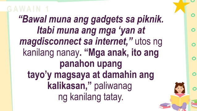 Filipino Subject Topic: Panglarawan (Gawain) | PPT