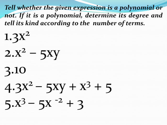 Polynomials Mathematics Grade 7 | PPTX