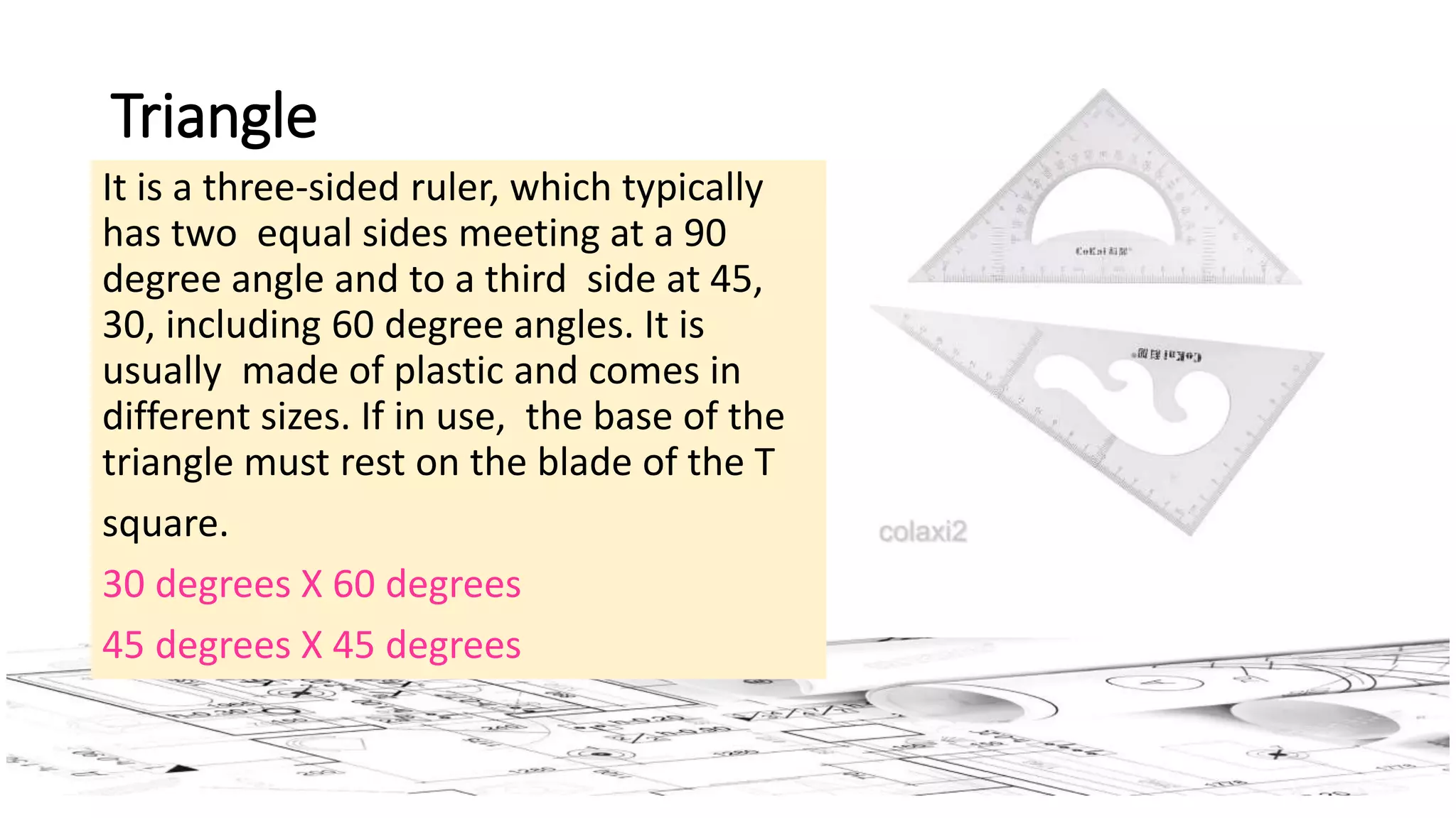 DRAFTING TOOLS, MATERIALS AND EQUIPMENT | PPTX