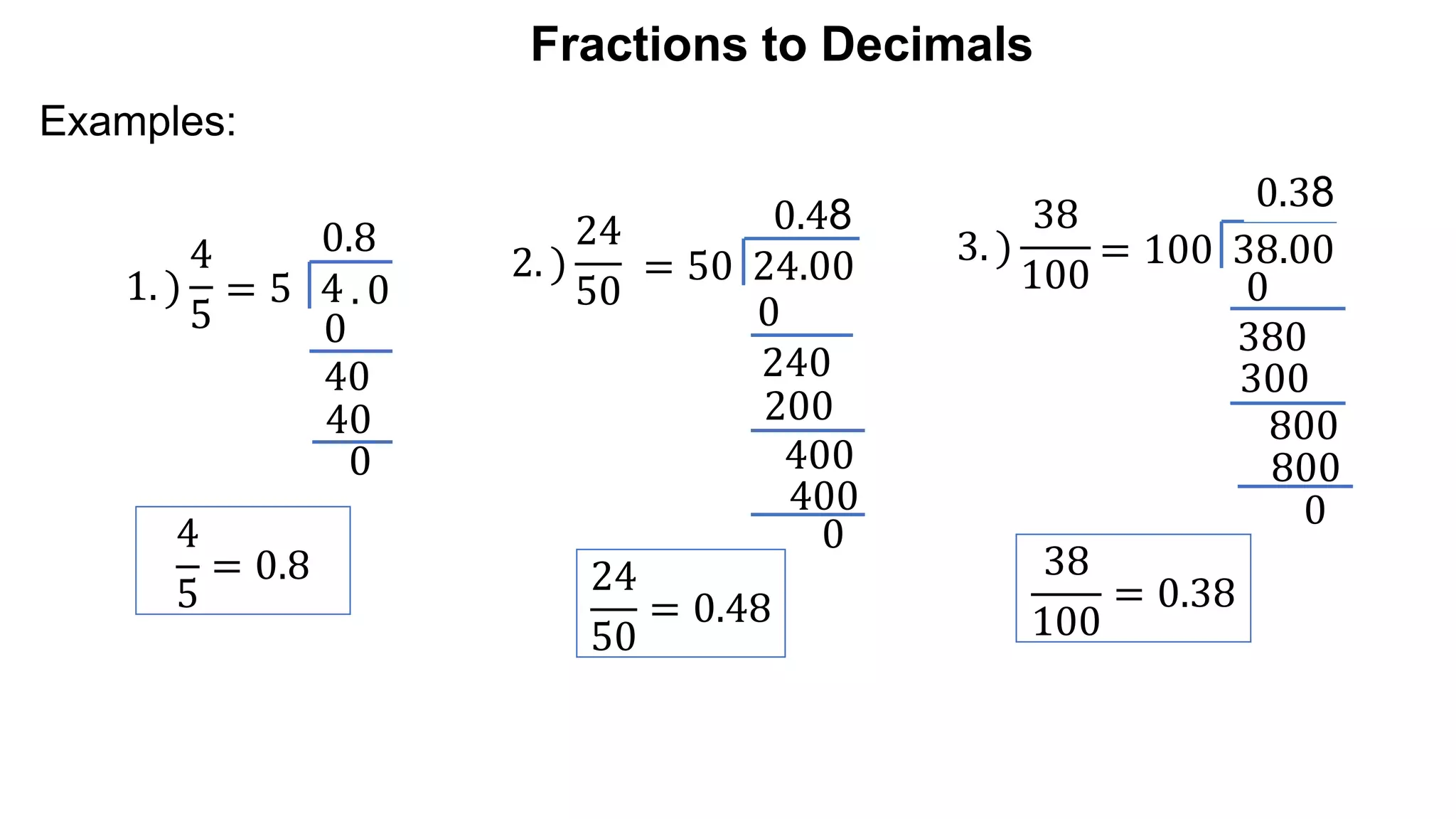 G7 - Expressing Rational Numbers from Fraction to Decimal Form and vice ...