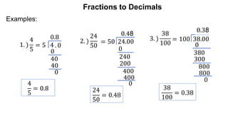 G7 - Expressing Rational Numbers from Fraction to Decimal Form and vice ...