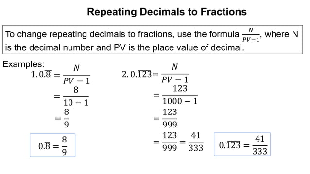 G7 - Expressing Rational Numbers from Fraction to Decimal Form and vice ...
