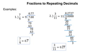 G7 - Expressing Rational Numbers from Fraction to Decimal Form and vice ...
