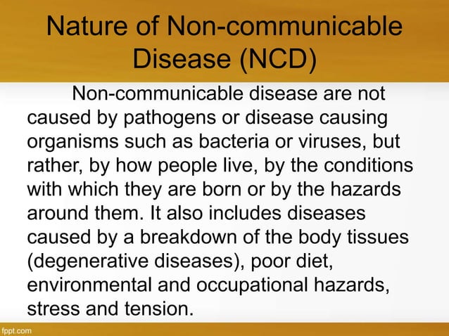 Prevention and Control of Diseases and Disorder (Non-communicable ...