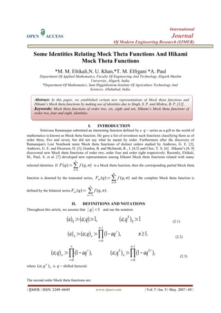 Some Identities Relating Mock Theta Functions And Hikami Mock Theta ...