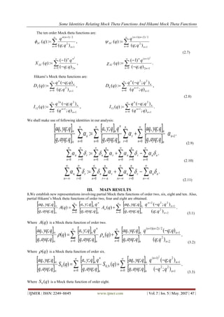 Some Identities Relating Mock Theta Functions And Hikami Mock Theta ...