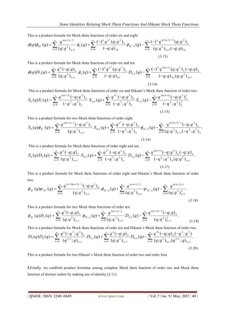 Some Identities Relating Mock Theta Functions And Hikami Mock Theta ...
