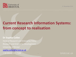 F&I: Sophie Collet - Current Research Information Systems: Concept to Realization at the ...