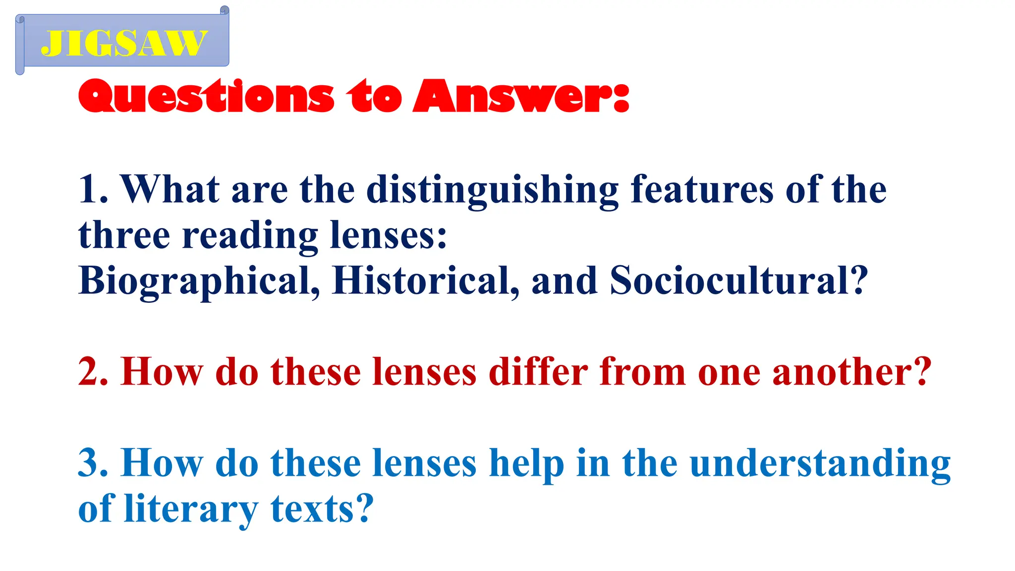 3 Literary Reading Lenses: Biographical Context, Historical Context, Socio-Cultural Context | PPTX