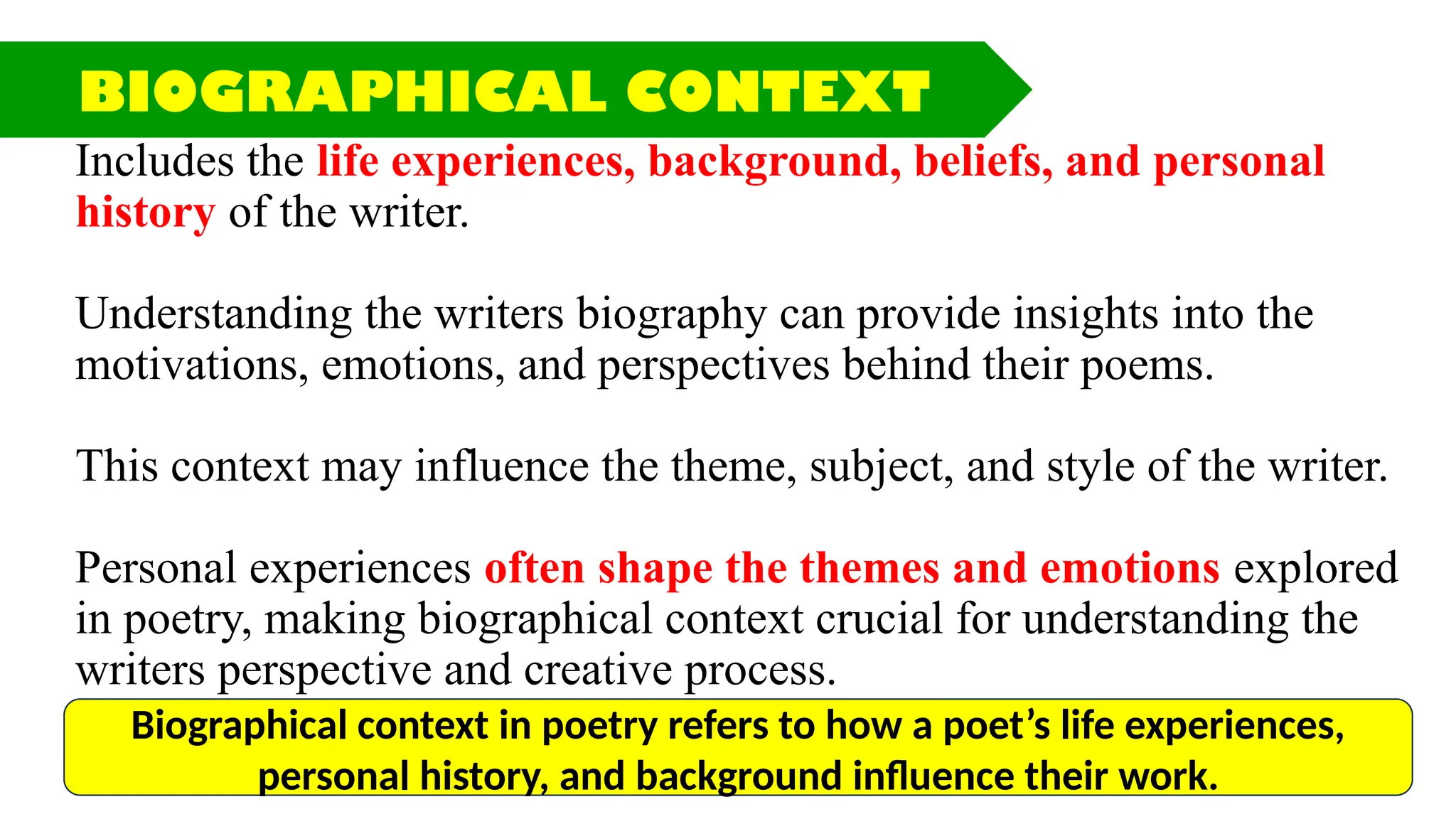 3 Literary Reading Lenses: Biographical Context, Historical Context ...