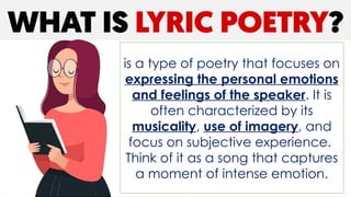 TYPES OF POETRY: LYRIC, NARRATIVE, DRAMA | PPTX