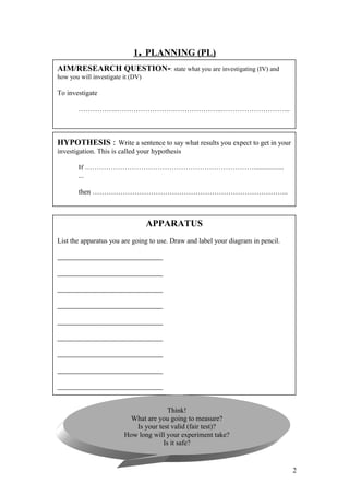 G7& G8 Science Investigation Booklet | DOC