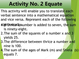 G7 Math Q2-Week 3- Translating Math Phrase to English.pptx | Physics ...