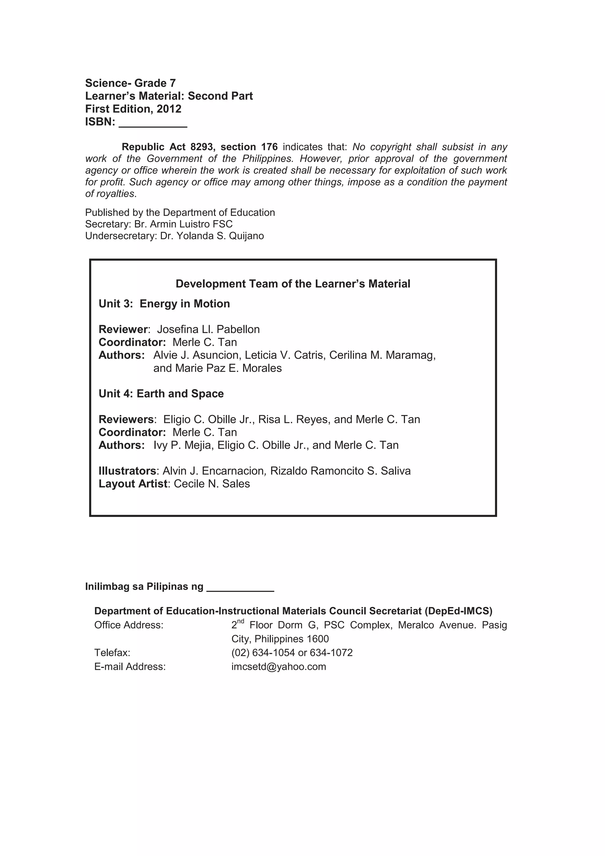 DepEd Science 7 Learner's Module (Part 2) | PDF