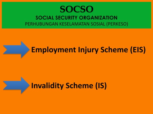 Social Security (SOCSO) / Perlindungan Keselamatan Sosial (PERKESO) | PPTX