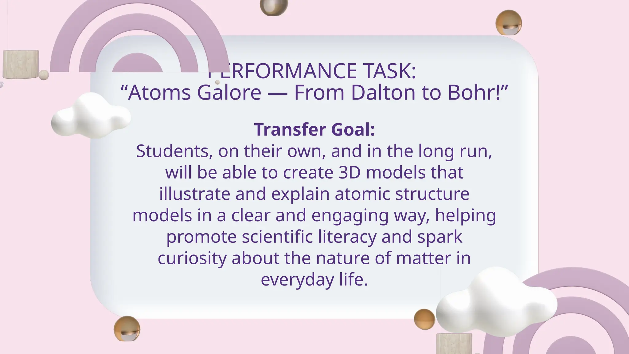 grade 8 transfer task in atomic models in second quarter | PPTX