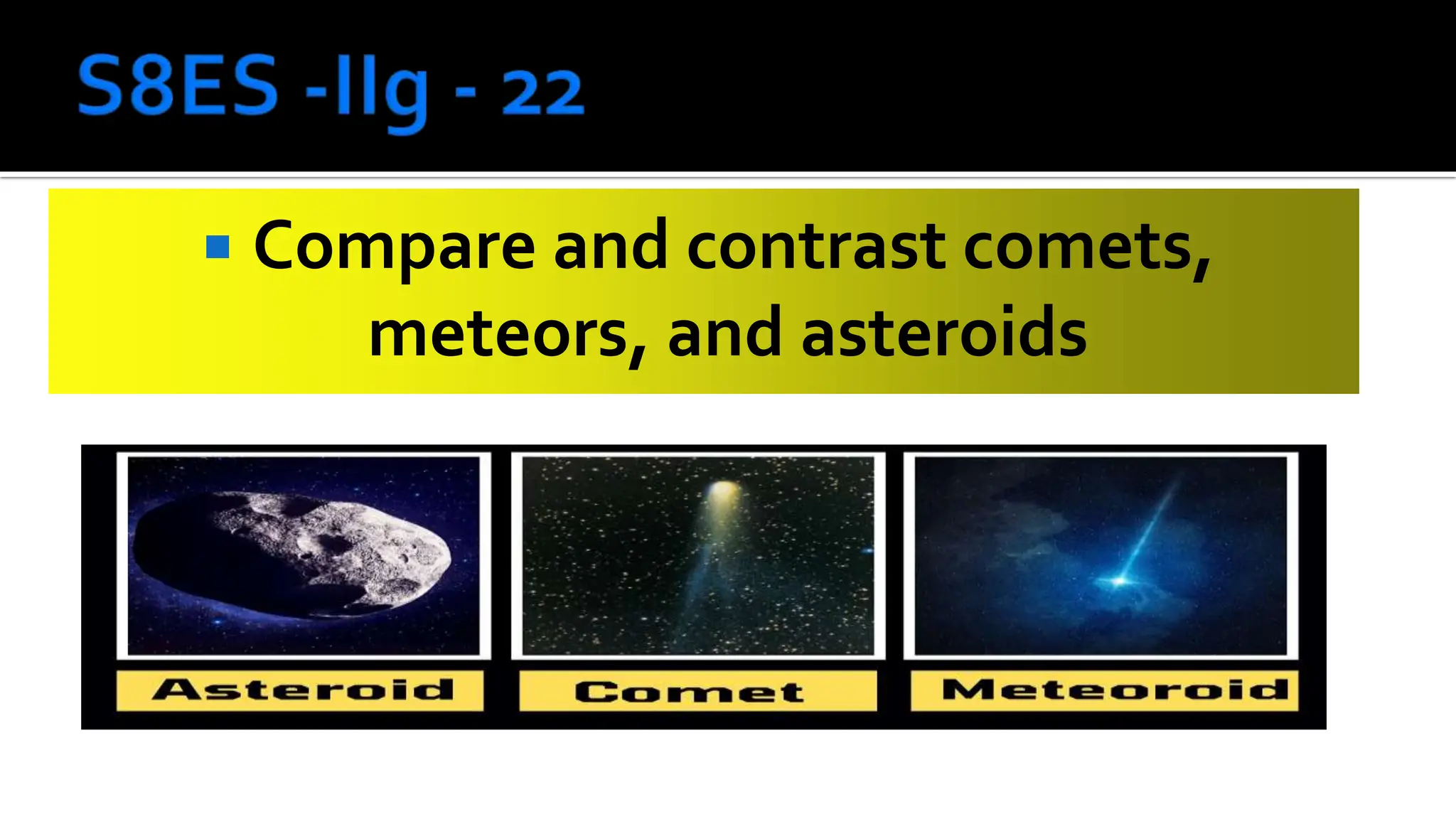 G8-Science-Q2-Week-6-Compare-and-contrast-comets-meteors-and-asteroids-pptx.pptx