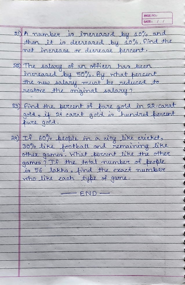 CBSE Grade 8 Mathematics Comparing Quantities Percentage Worksheet (RDS) | PDF