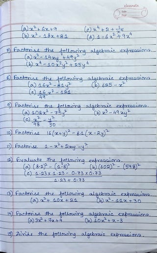 CBSE Grade 8 Mathematics Factorisation Worksheet(MK) | PDF
