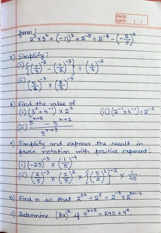 ICSE Grade 8 Mathematics Exponents and Powers Worksheet (MLA) | PDF