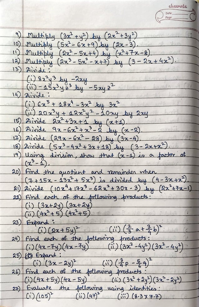 Grade 8 - CBSE - Operations on Algebraic Expressions - Worksheet (RSA ...