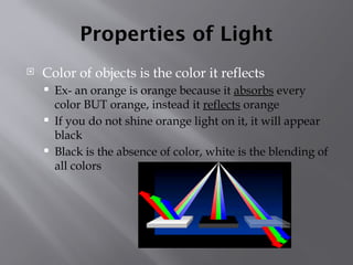 properties of light lesson for grade 8 students | PPTX